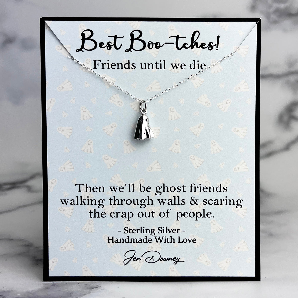 Best Boo-tches BFF Ghost Quote Sterling Silver Necklace Gift Idea – Jen ...