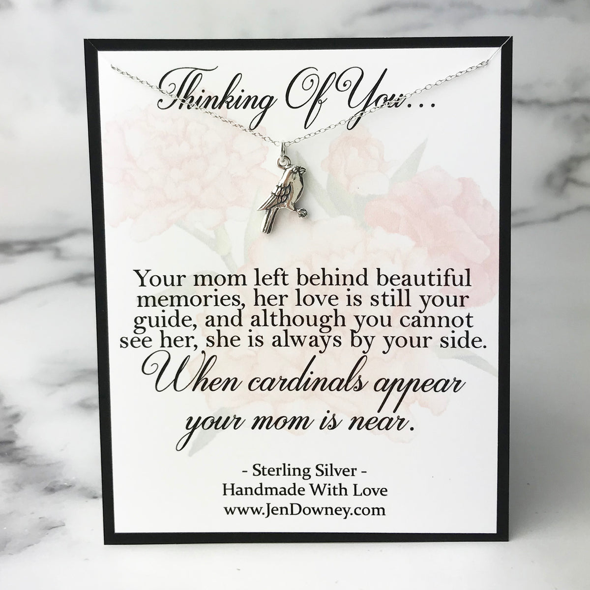 Loss of Mom Cardinal Sympathy Quote Always Near Sterling Necklace – Jen ...